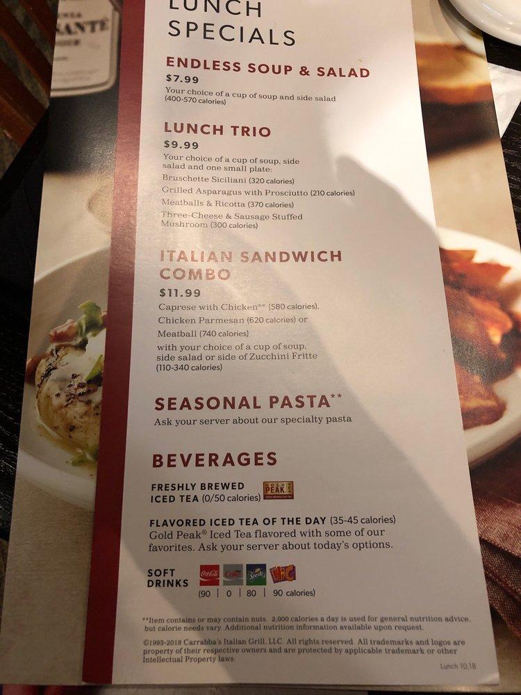 Menu at Carrabba's Italian Grill restaurant, Tallahassee, Capital Cir NE