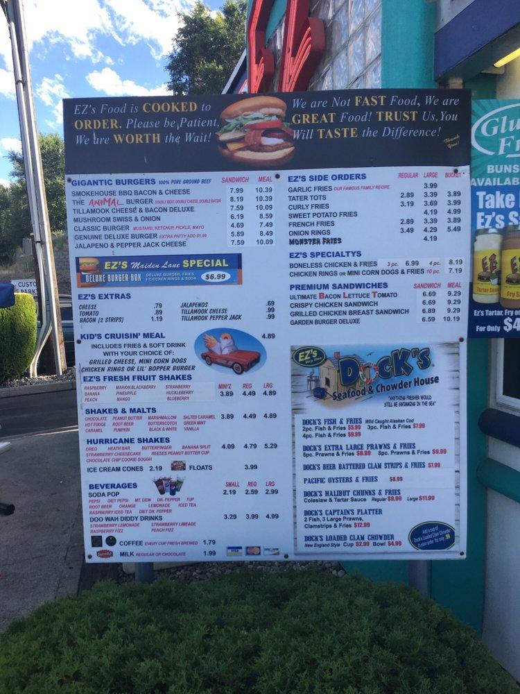 Menu at EZ's Burger Deluxe restaurant, Wenatchee