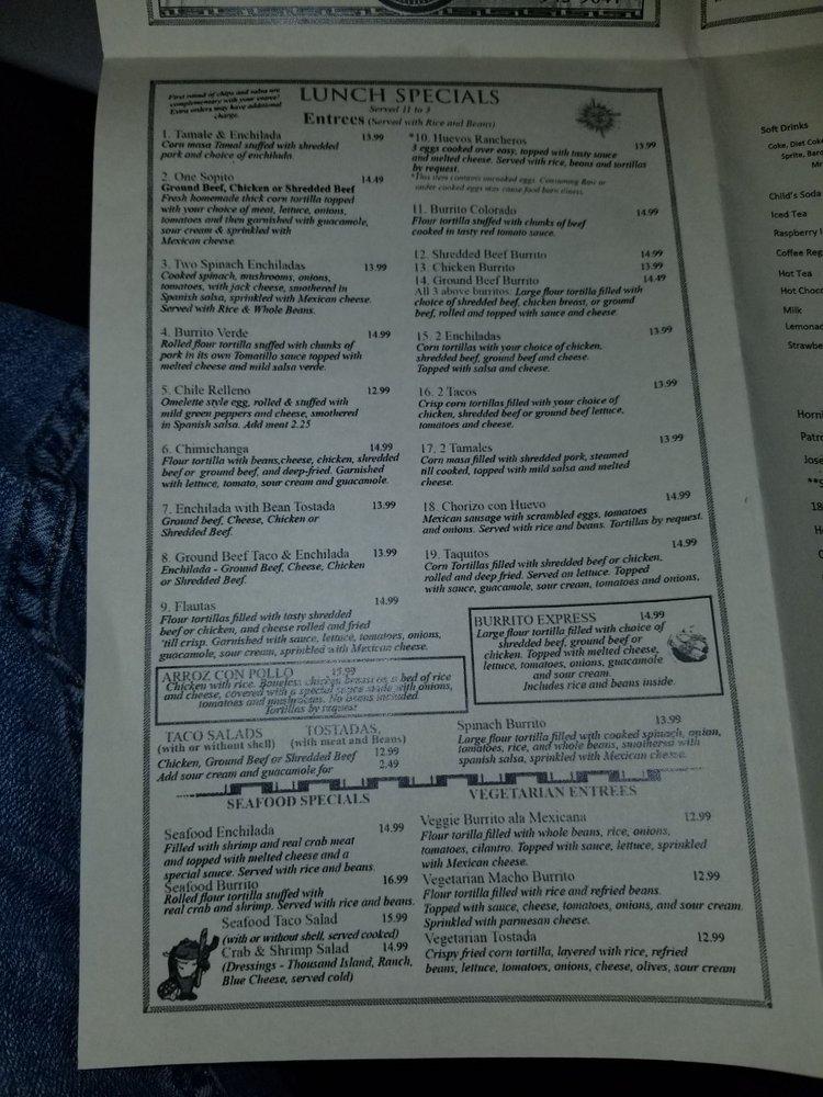 Menu at Isla Bonita Mexican Restaurant, Richland
