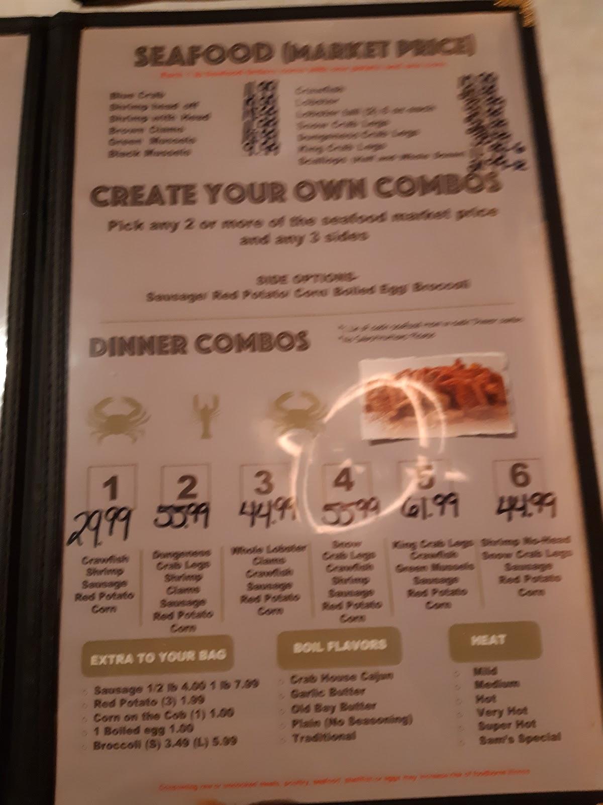 Menu at Storming crab restaurant, Vestal