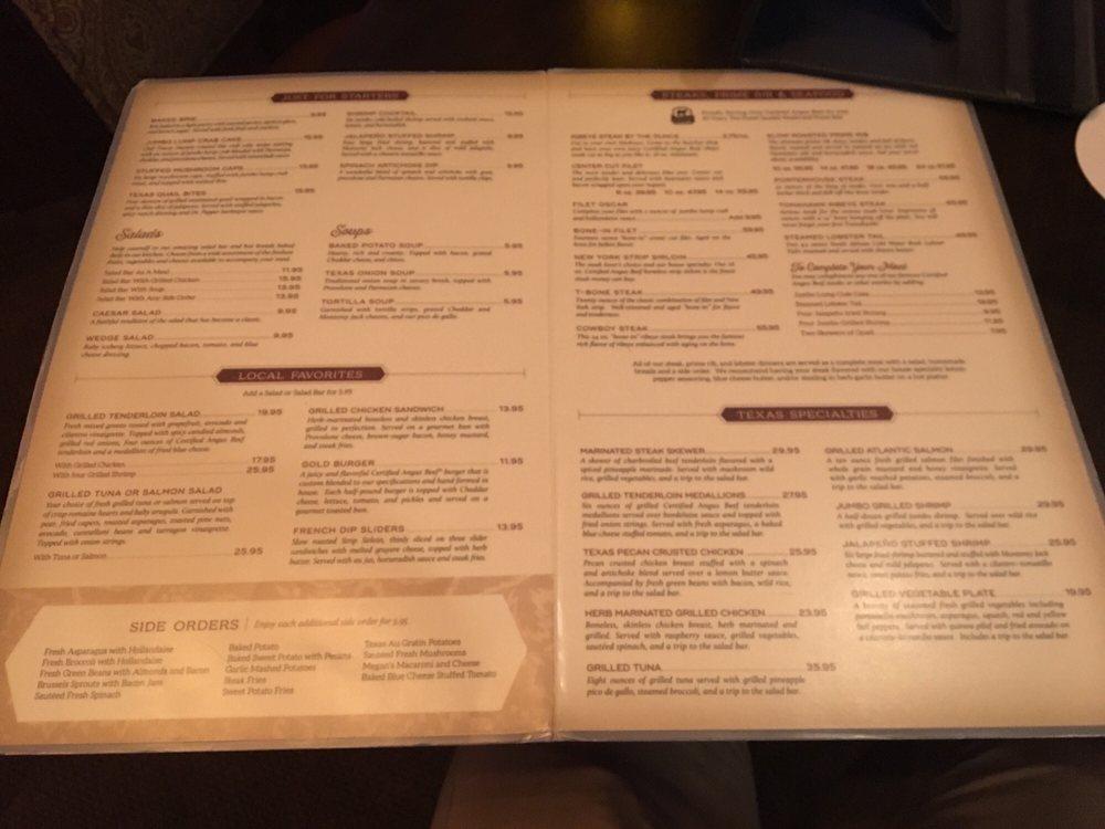 Menu at Taste of Texas pub & bar, Houston