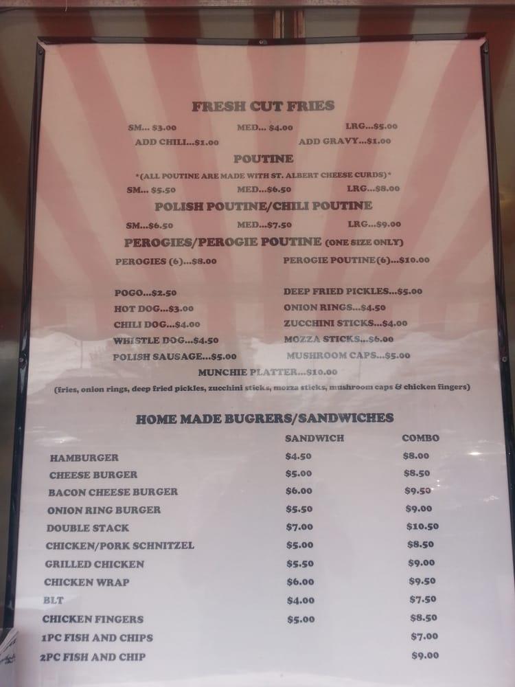 Menu at Polka Spudz restaurant, Barry's Bay