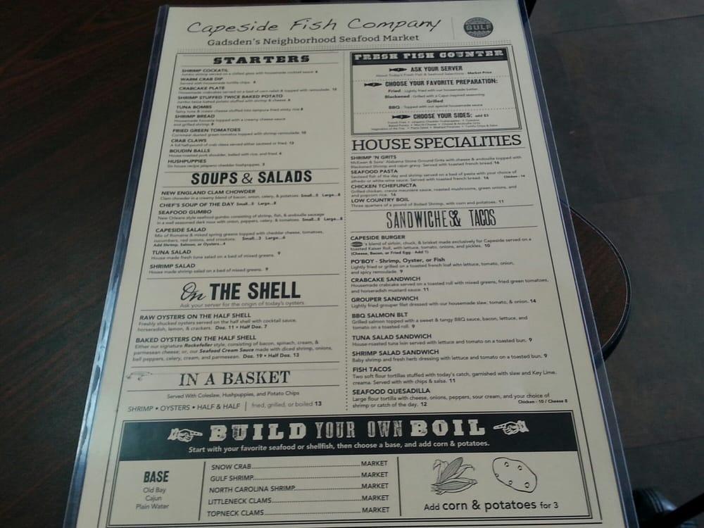 Menu at Capeside Fish Company restaurant, Rainbow City, 726 W Grand Ave