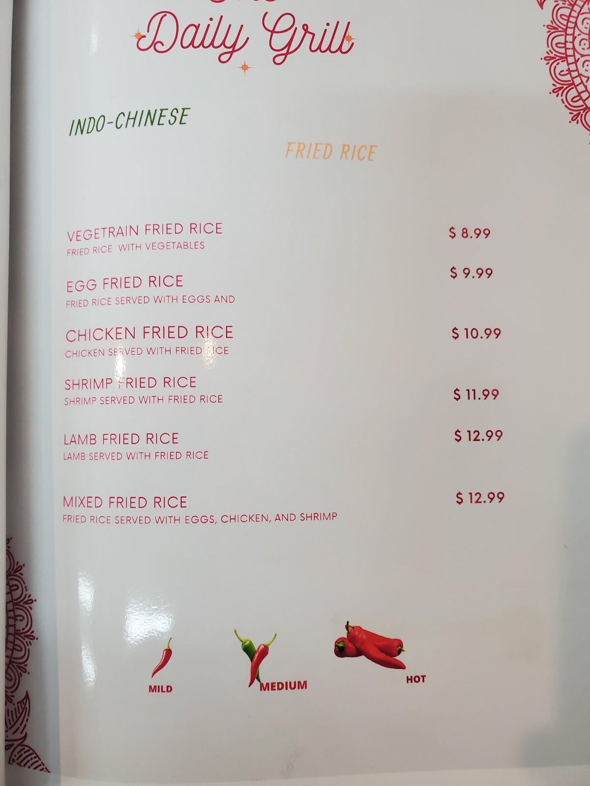 Menu at DAILY GRILL INDIAN RESTAURANT, Napoleon