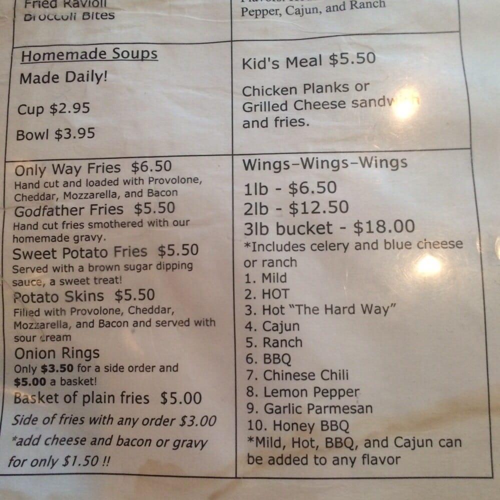 Menu at Hard Times restaurant, Wellsburg