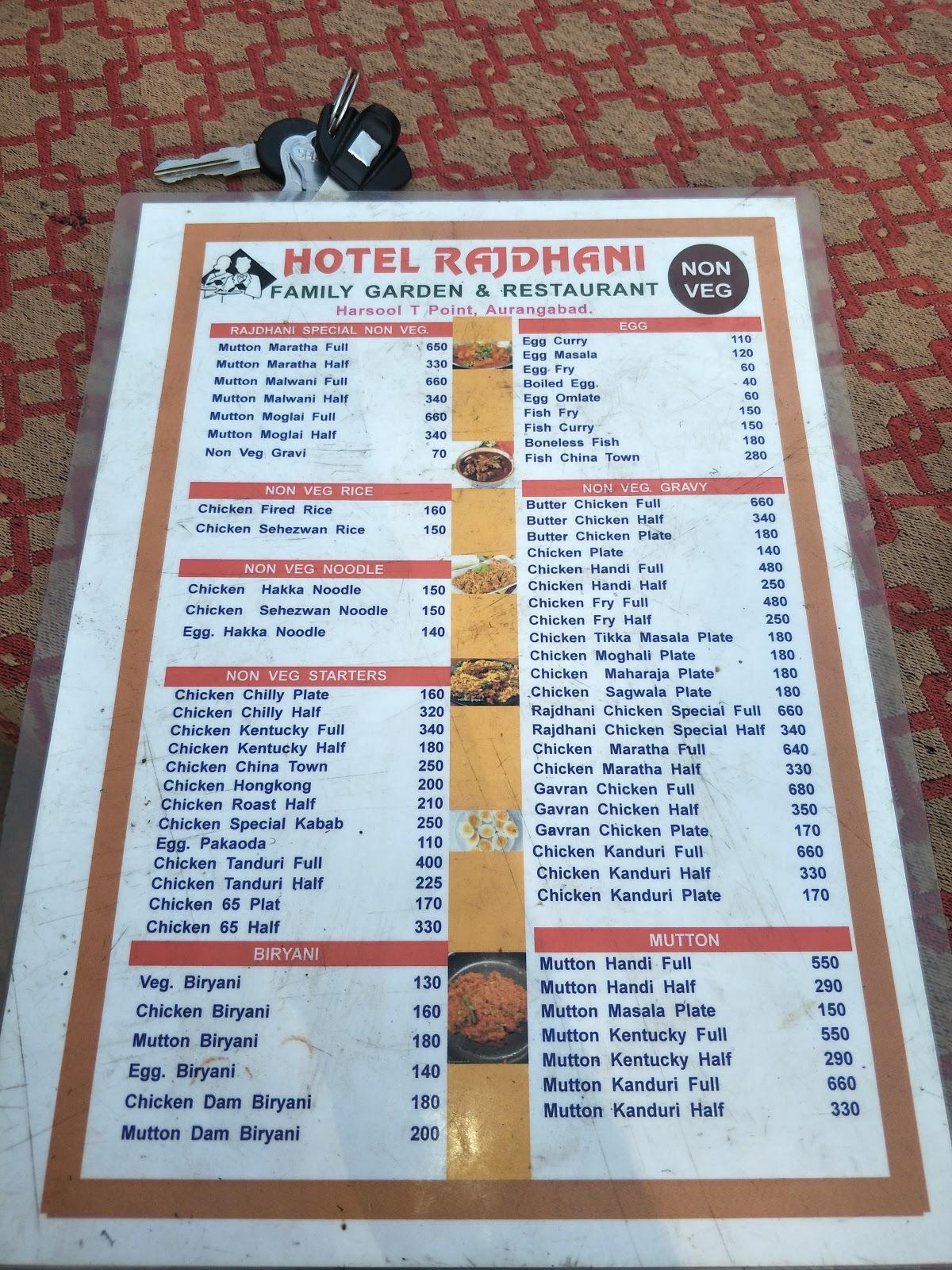 Menu at Hotel Rajdhani, Aurangabad, W993+F2V