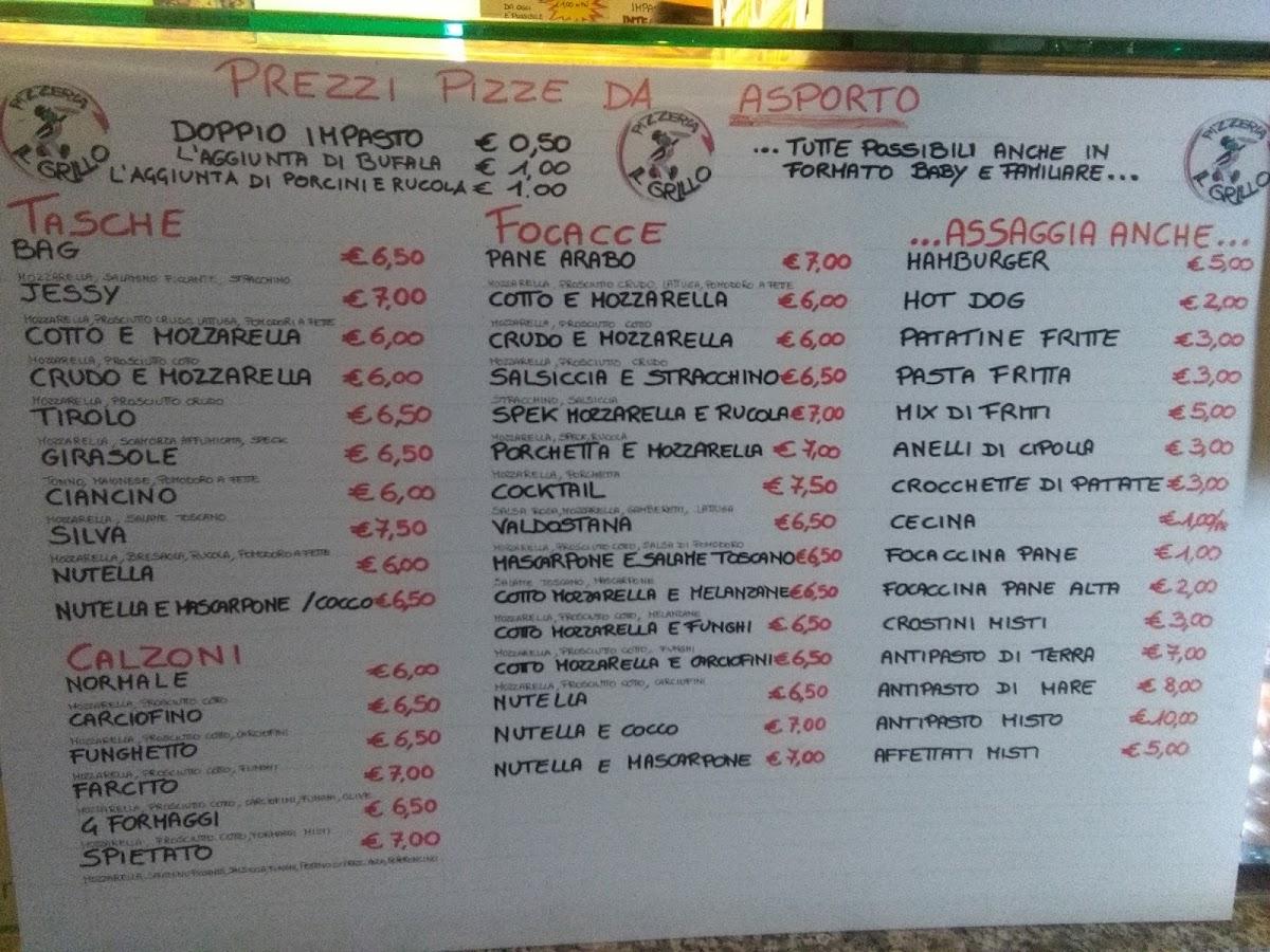Menu da Pizzeria il Grillo, Porcari