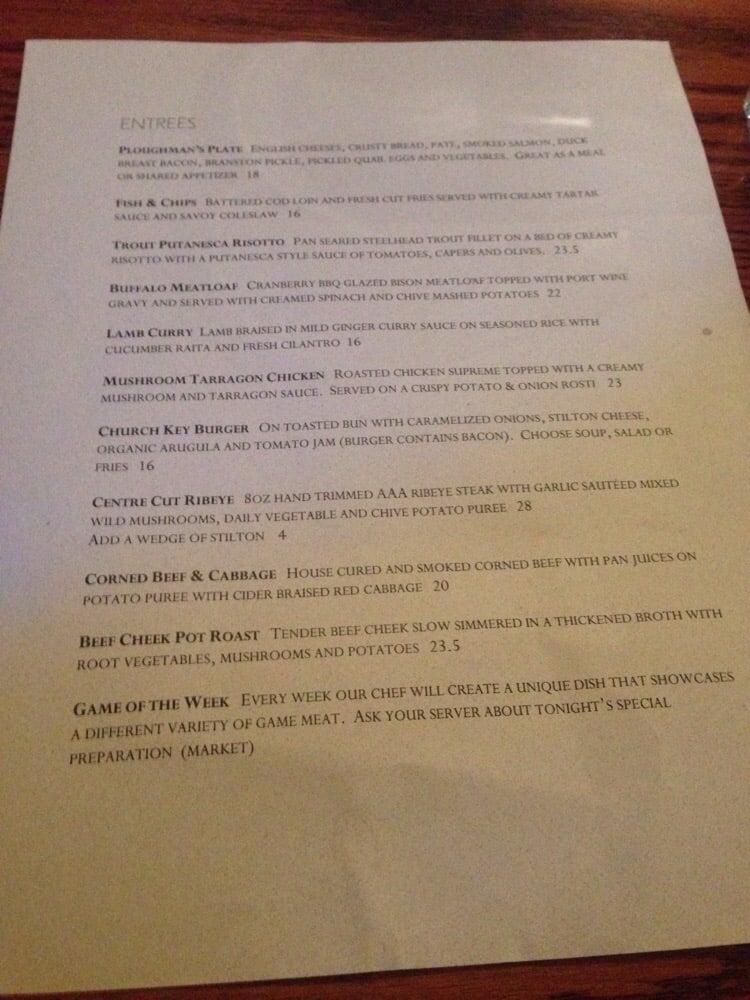 Menu at The Church Key Bistro-Pub, London