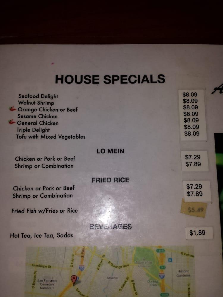 Menu at April's Chinese Restaurant, San Antonio