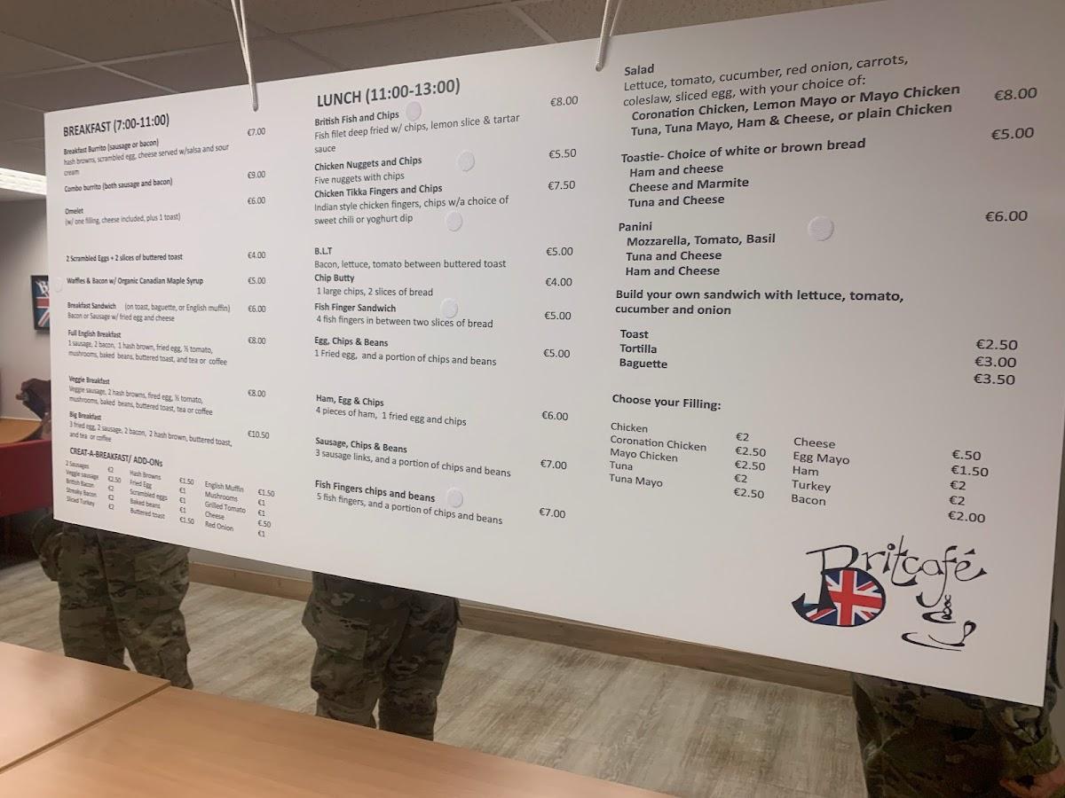 Menu at Brit Cafe, Ramstein-Miesenbach