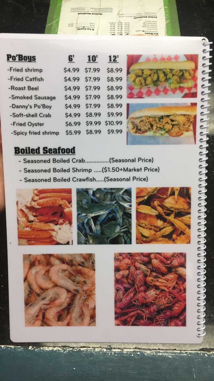Menu at Danny's Seafood restaurant, Long Beach