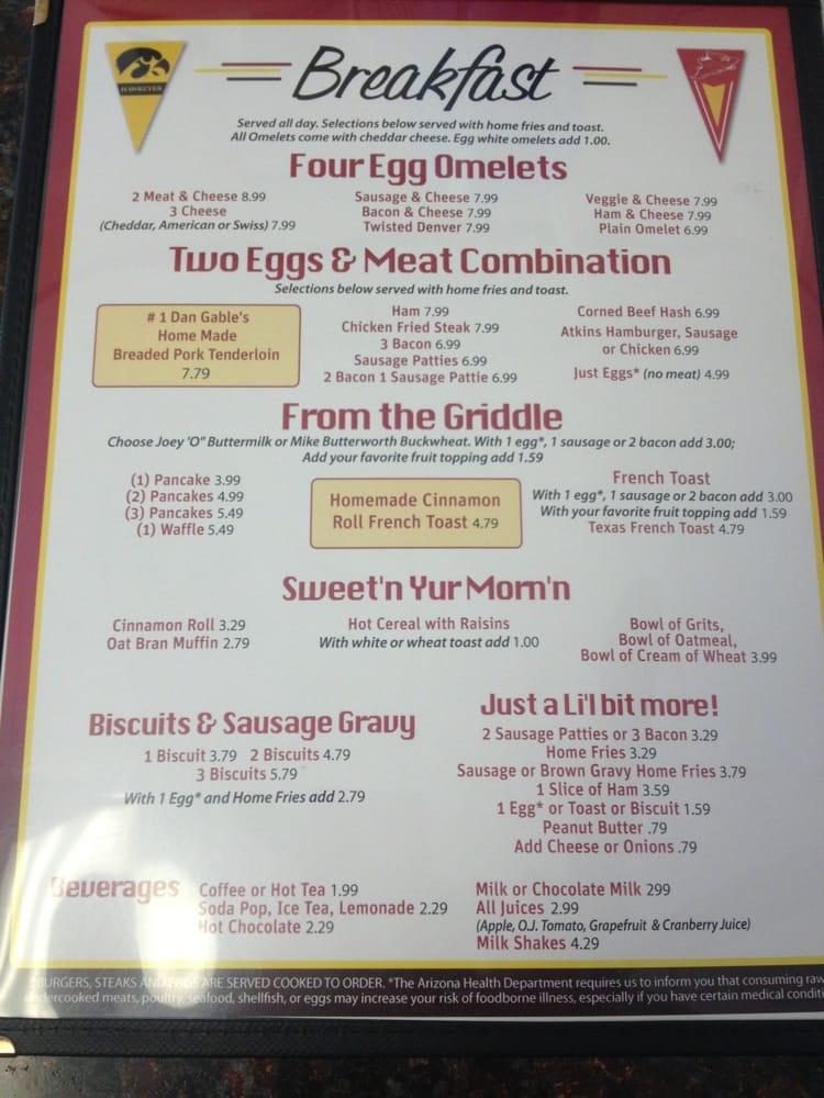 Menu at Iowa Cafe, Mesa, N Higley Rd