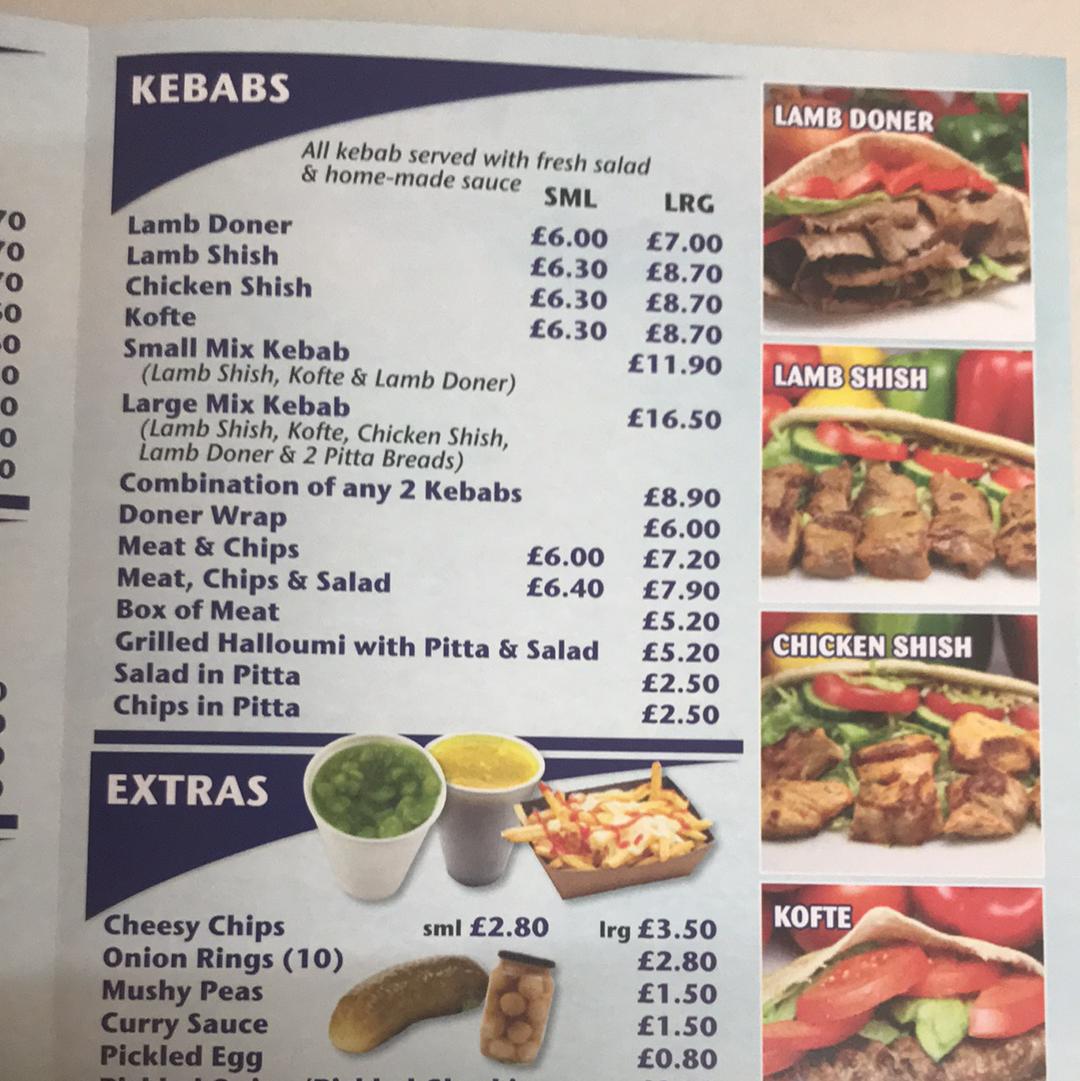 Menu at Mr chippy restaurant, Orpington