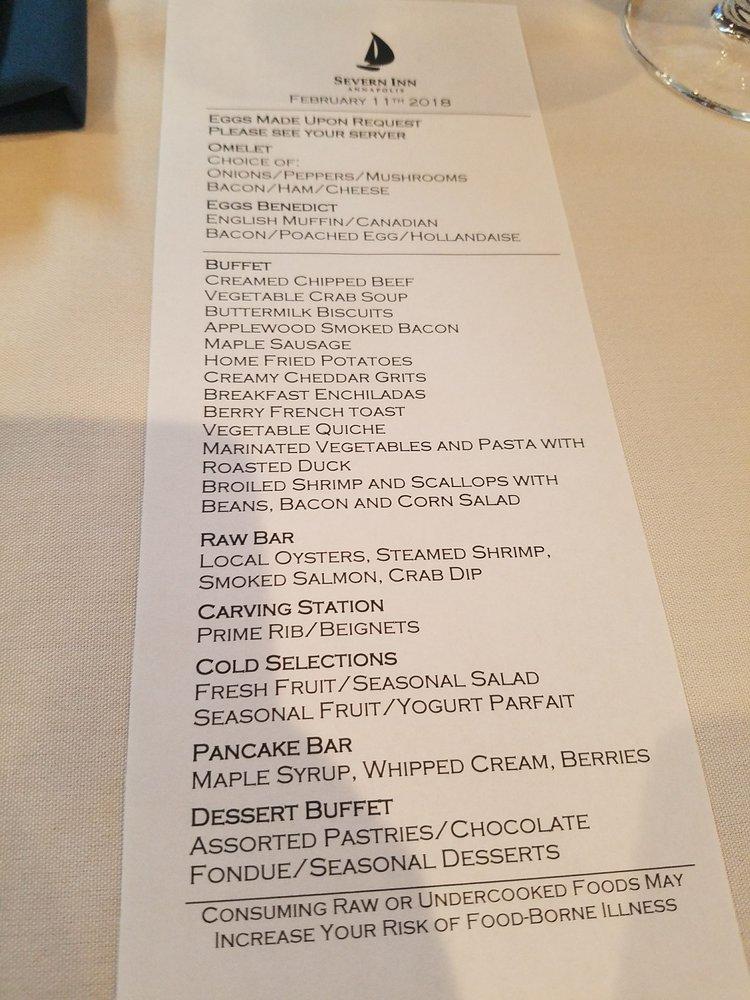 Menu at Severn Inn pub & bar, Annapolis