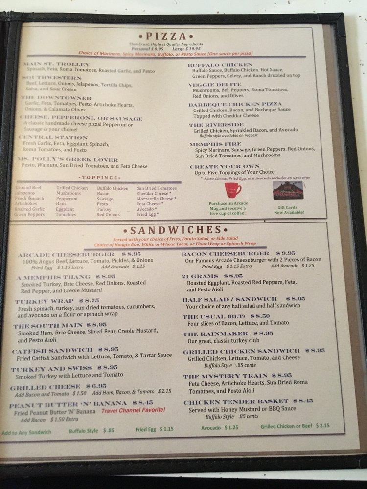 Menu at The Arcade Restaurant, Memphis