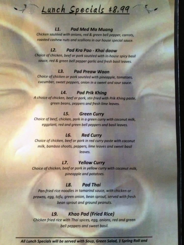 Menu at Ban Chok Dee Thai Cuisine-Langley restaurant, Langley Township ...