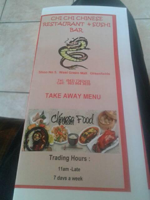 Menu at Chichi Chinese Restaurant, East London