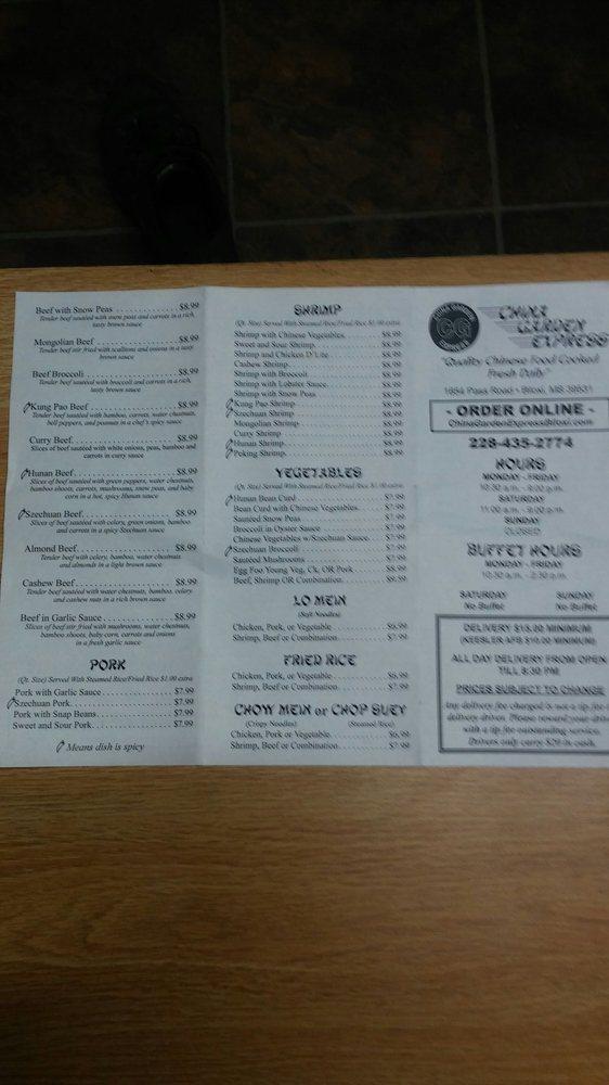 Menu at China Garden Express restaurant, Biloxi, Pass Rd Suite H