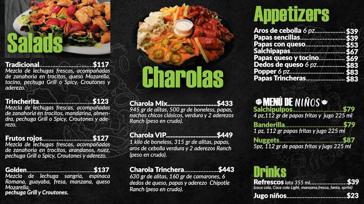 Carta del restaurante La Trinchera Suc. Aztecas - Alitas, Boneless y ...