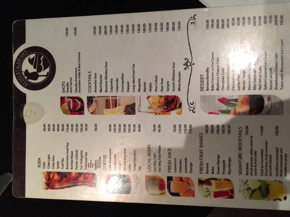 Menu at Romulo Café cafe, Quezon City, 32 Dr. Scout Lazcano cor. Scout ...