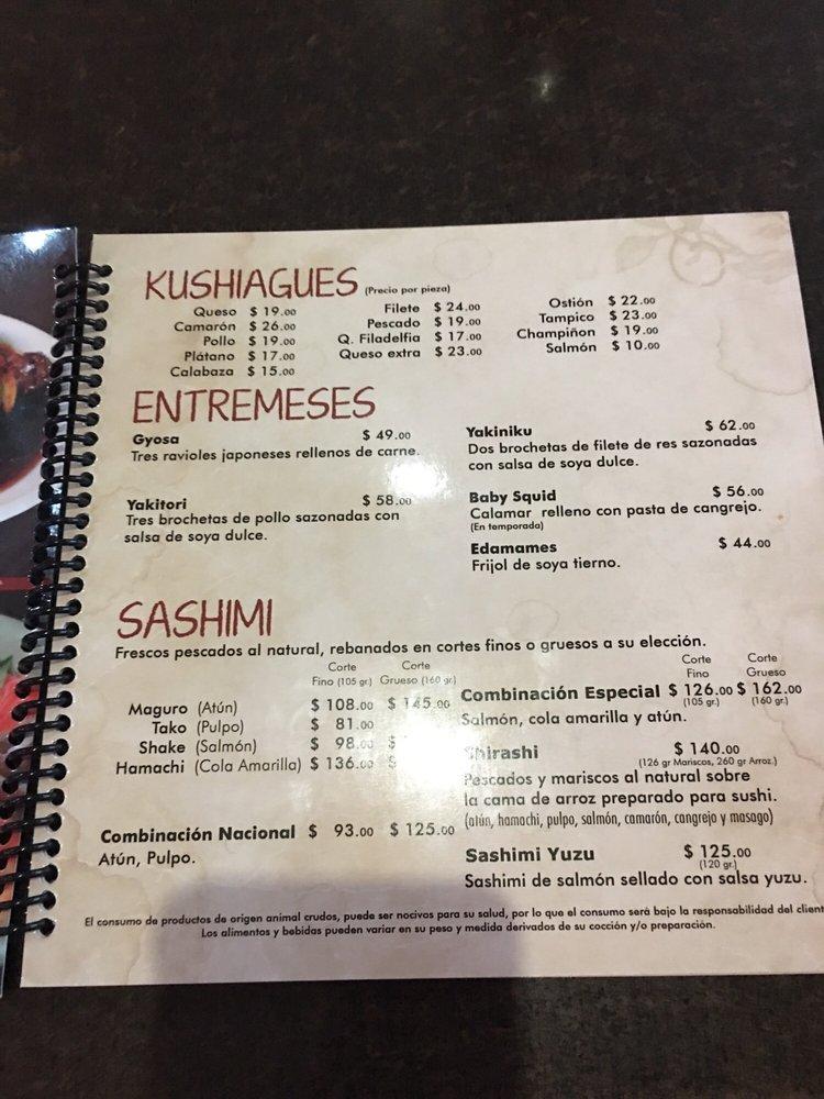 Carta del restaurante Sushi Ken Las Palmas, Cancún, Plaza Las Palmas