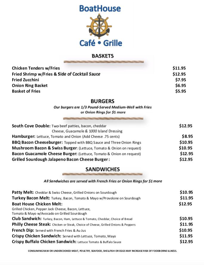 Menu at The BoatHouse Cafe & Grille, Meadview
