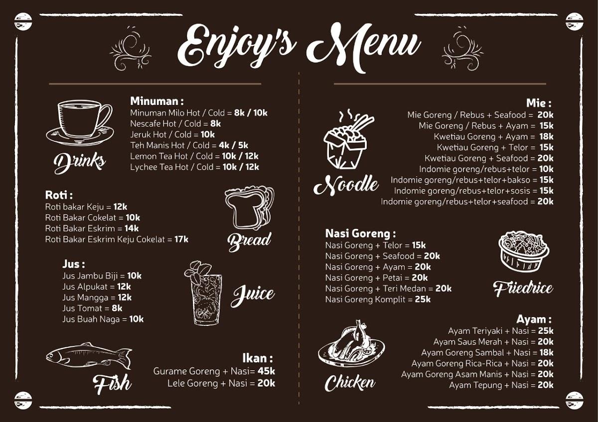 Carta de Enjoy's Cafe, West Jakarta