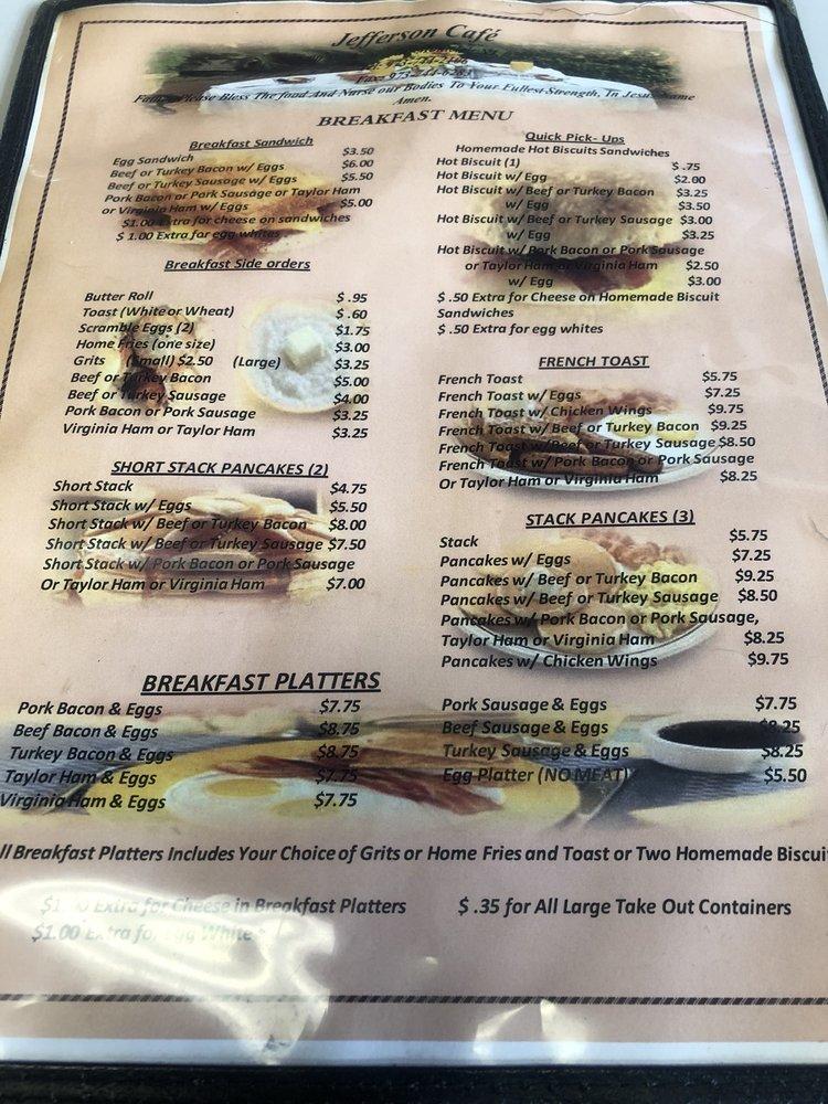 Menu at Jefferson Cafe & Food Market, Montclair