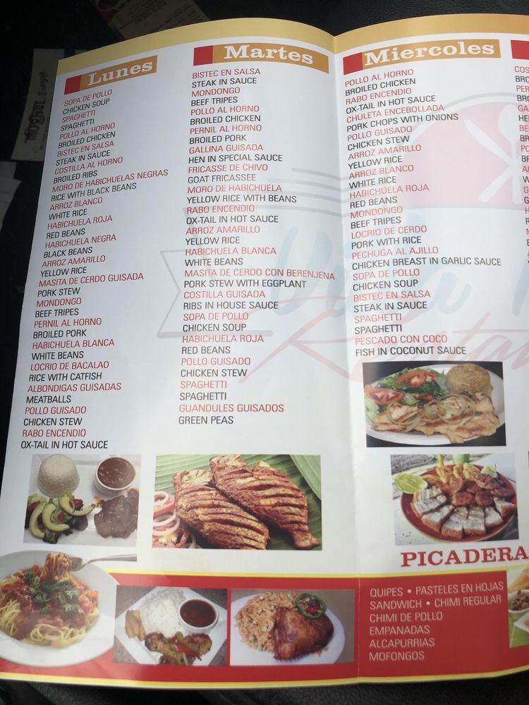 Menu at Villa Mella restaurant, Elizabeth