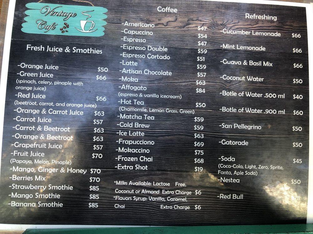 Menu at VINTAGE CAFE TULUM, Tulum