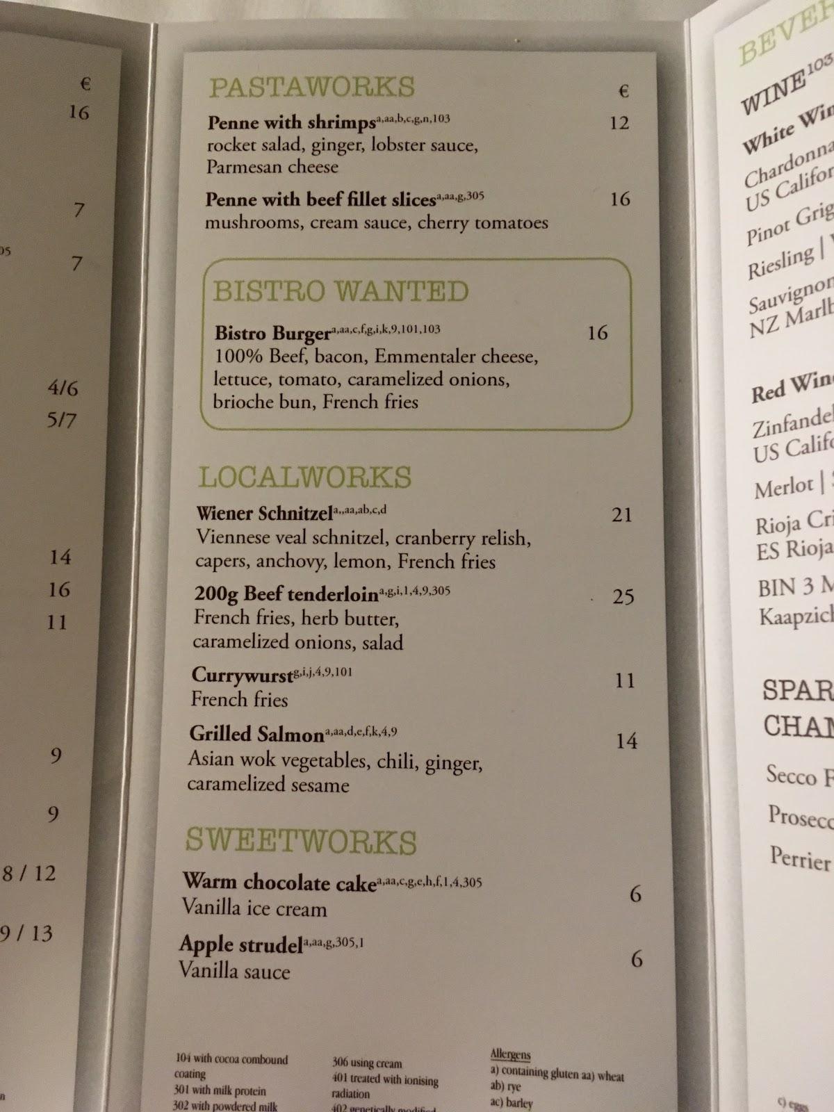 Menu at BISTRO restaurant, Munich, Orleansstraße 81-83