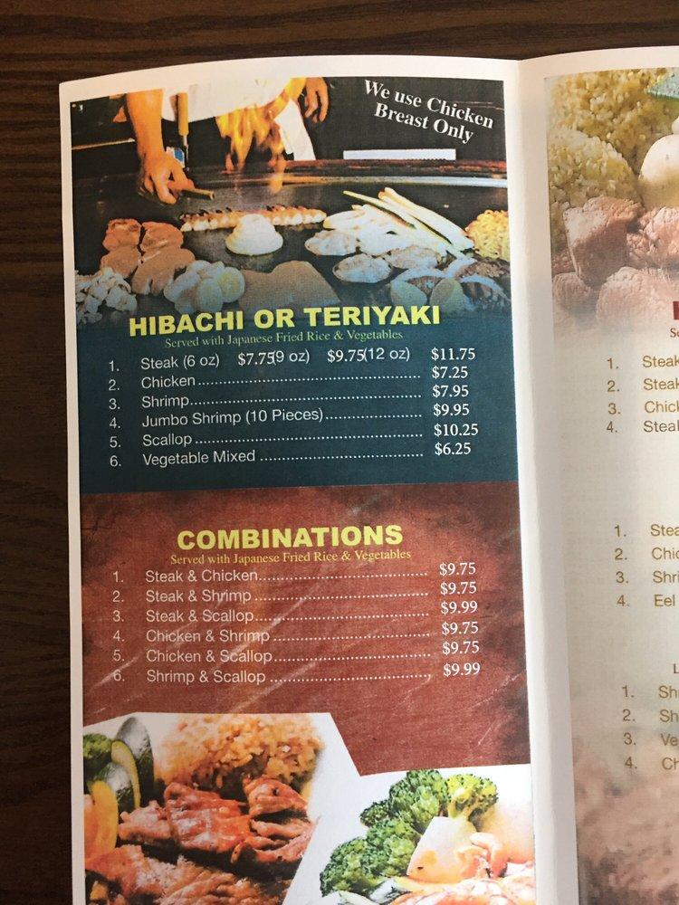 Menu at Japan Express fast food, Mauldin