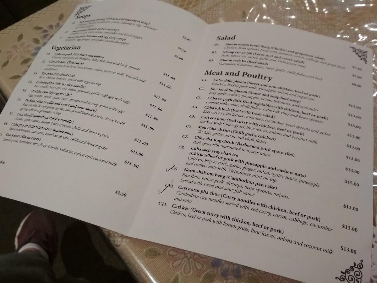 Menu at Prah Ta Pang Restaurant, Waikanae