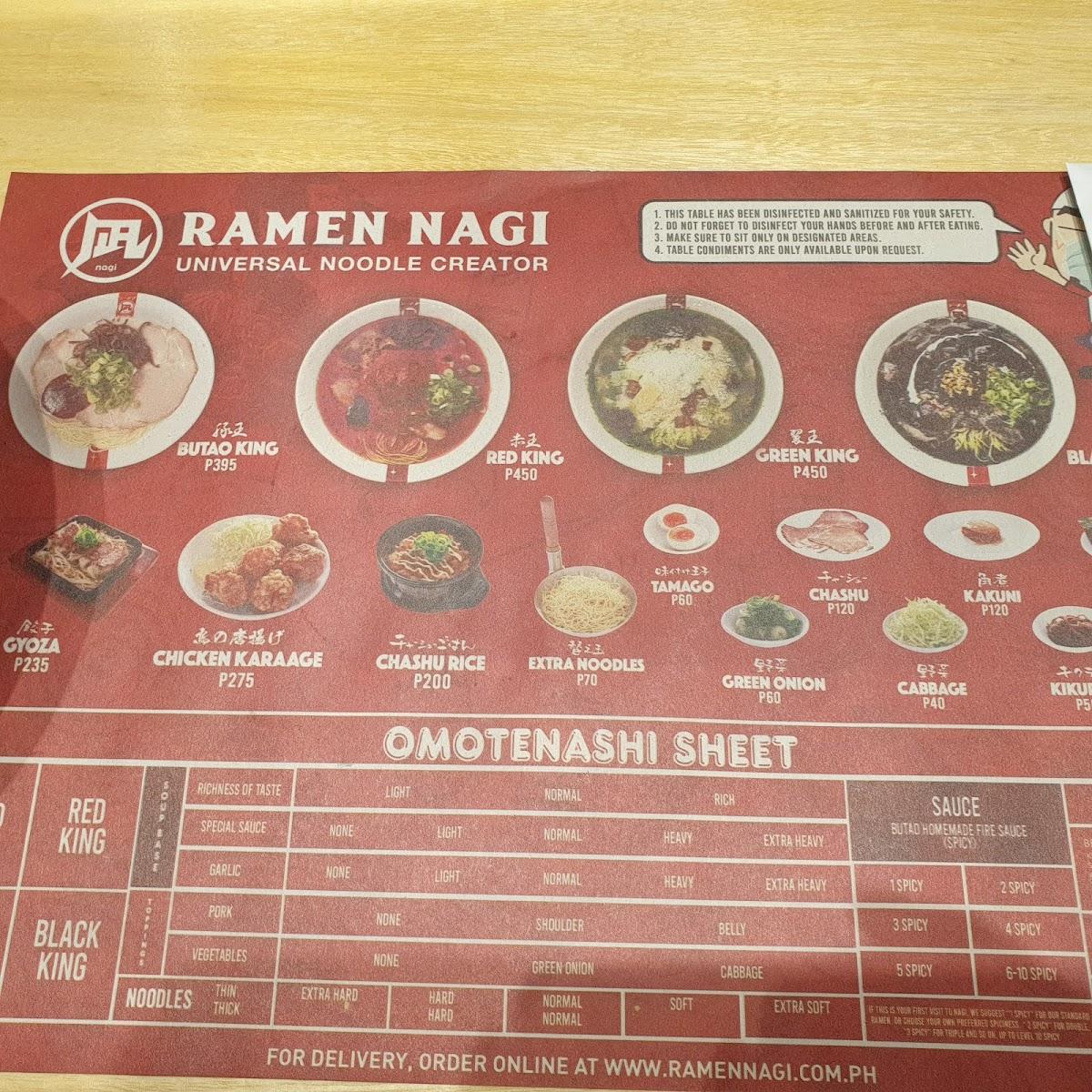 Menu at Ramen Nagi + Tendon Akimitsu restaurant, Pasig, Ground Floor ...