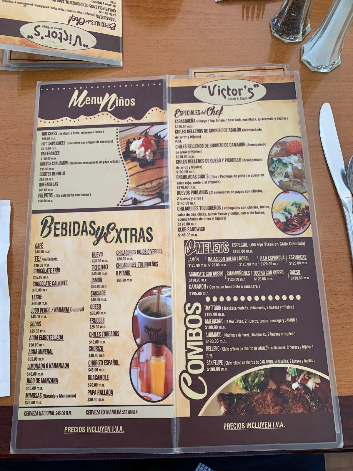 Menu at Restaurant Victor’s La Primera, Ensenada