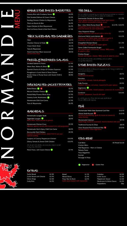 Menu at The Normandie pub & bar, Tenby