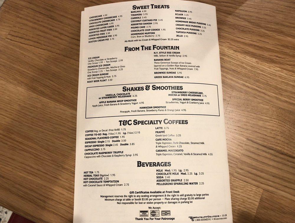 Menu at Town & Country Inn restaurant, Keyport, 48 NJ-35