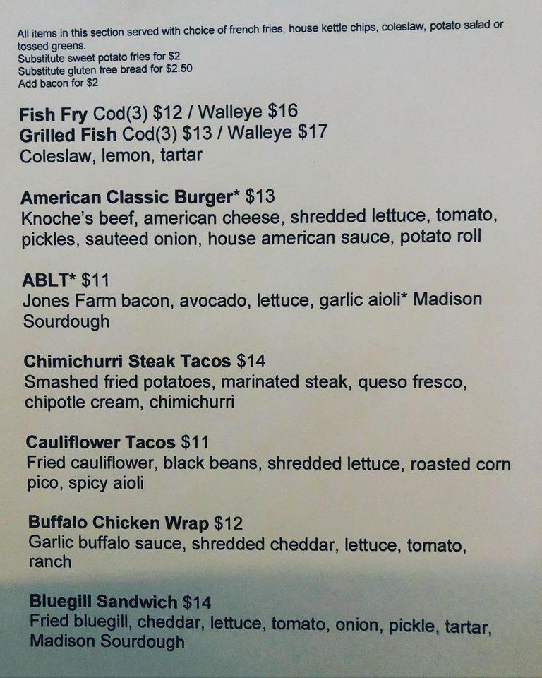 Menu at Waypoint Public House, Monona