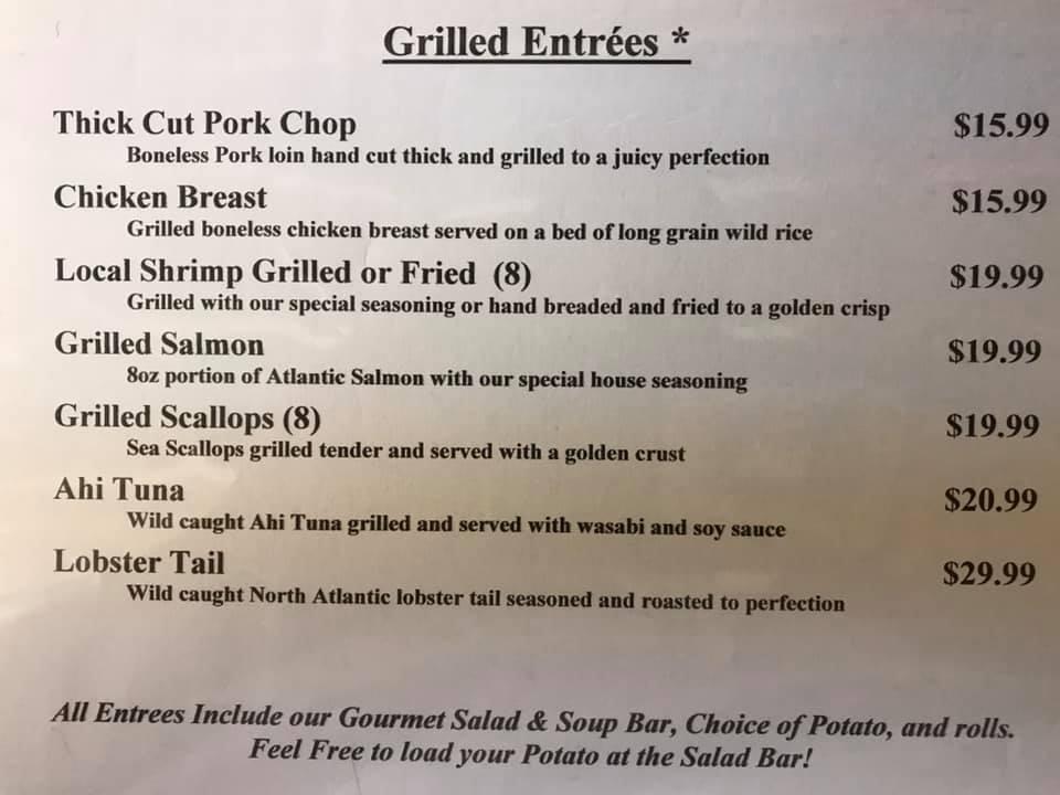 Menu at Baron & the Beef, Kinston, US-70