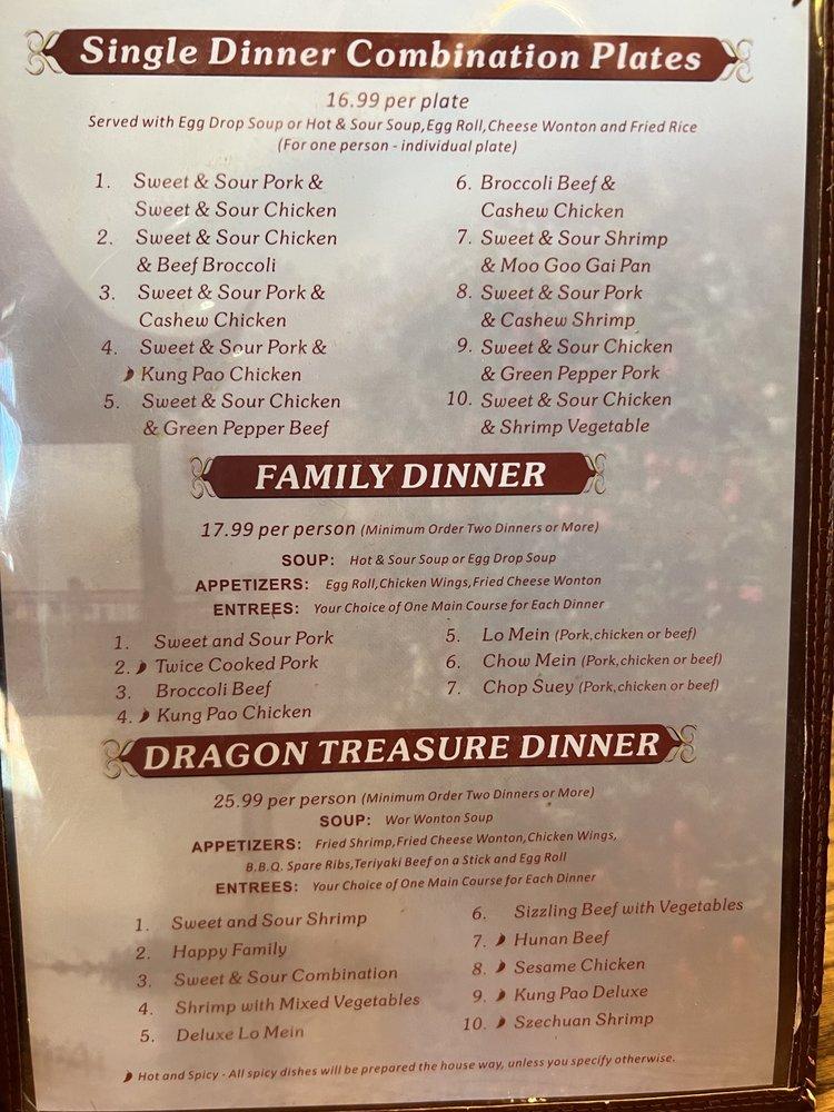 Menu at Dragon Treasure Orchard Mesa restaurant, Grand Junction, US-50