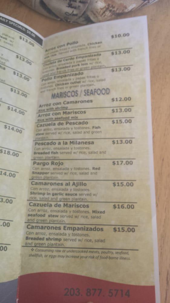 Menu at Mi Victoria restaurant, Milford
