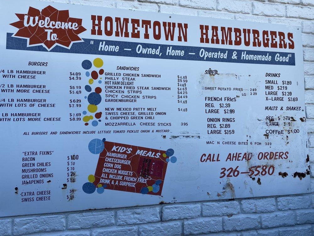 Menu at Hometown Hamburgers restaurant, Farmington, E Main St
