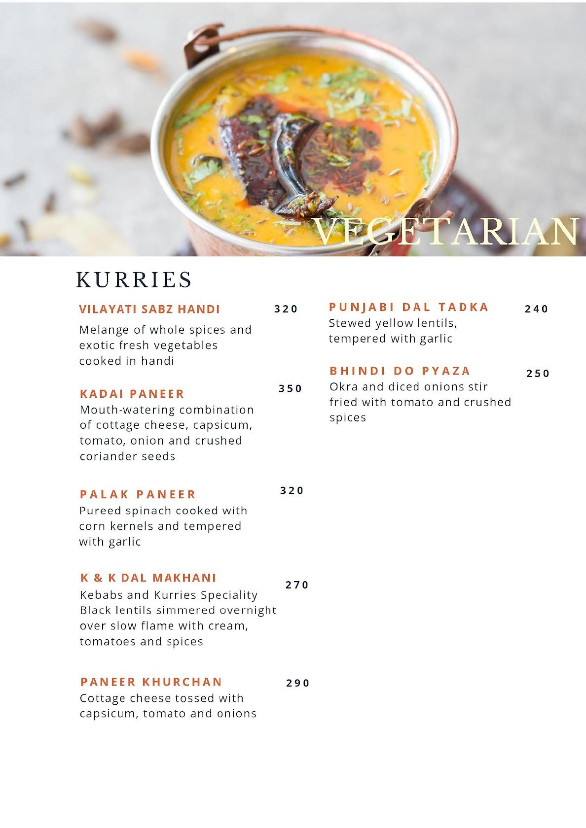 Menu at Kebabs & Kurries - Indian Restaurant Bar Sukhumvit, Bangkok