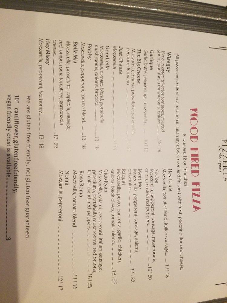 Menu at Marioochi’s Pizzeria On The Square, Sparta