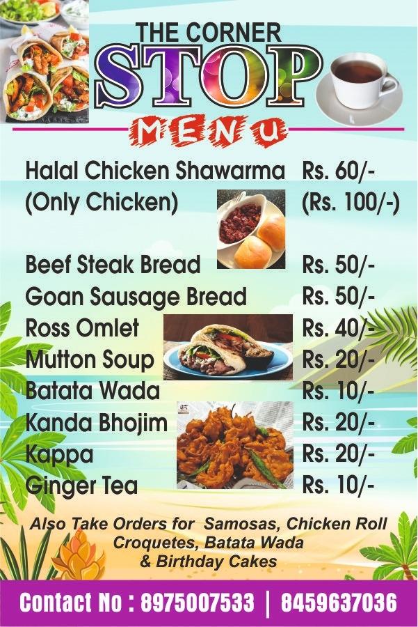Menu at The Corner Stop Mobile Food Cart, Chandor