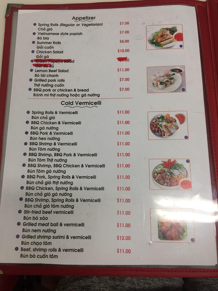 Menu at Anh Hong Restaurant, Honolulu