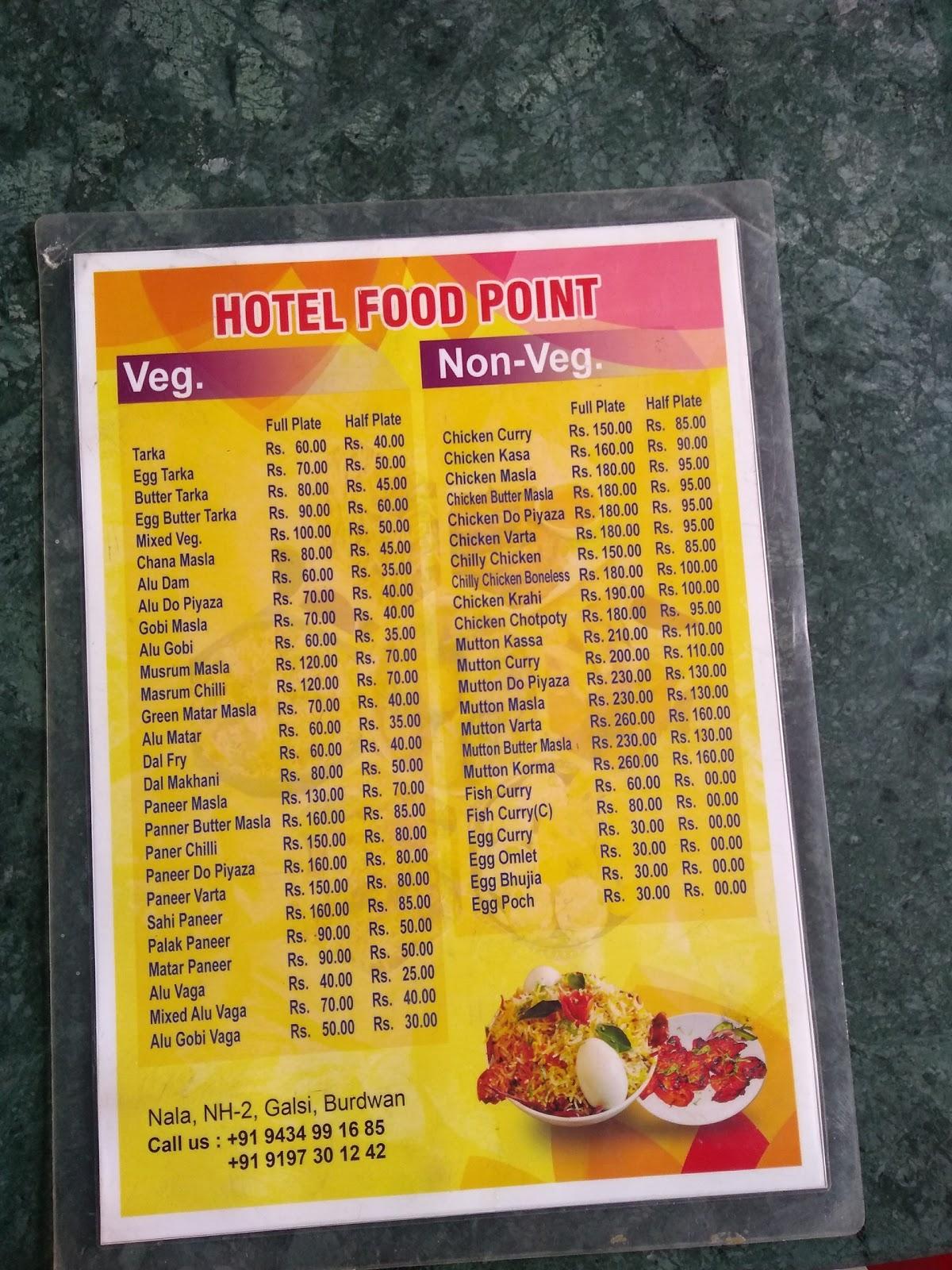 Menu at Hotel Food Point, Nala, 7QQJ+89R