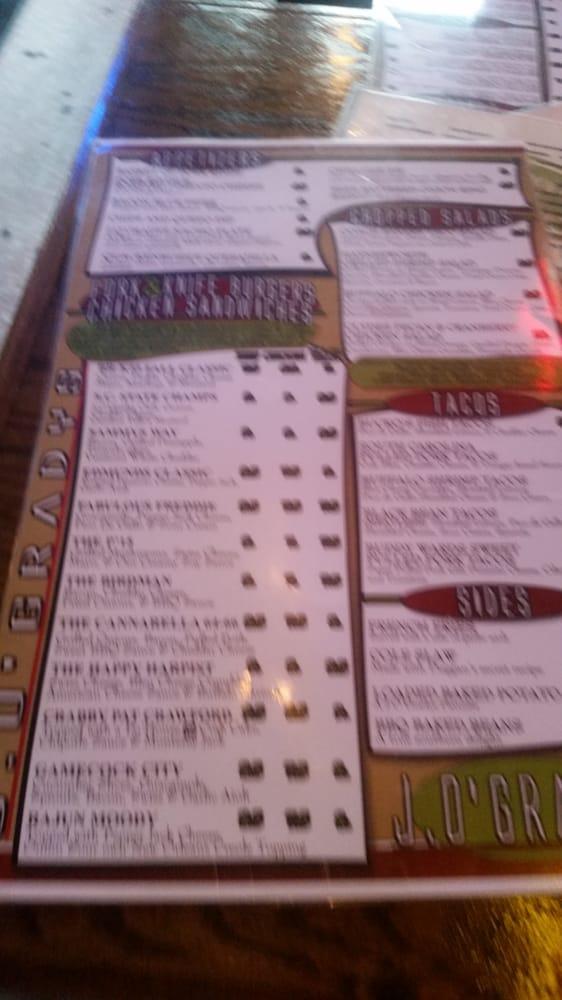 Menu at J O’Gradys pub & bar, Sumter