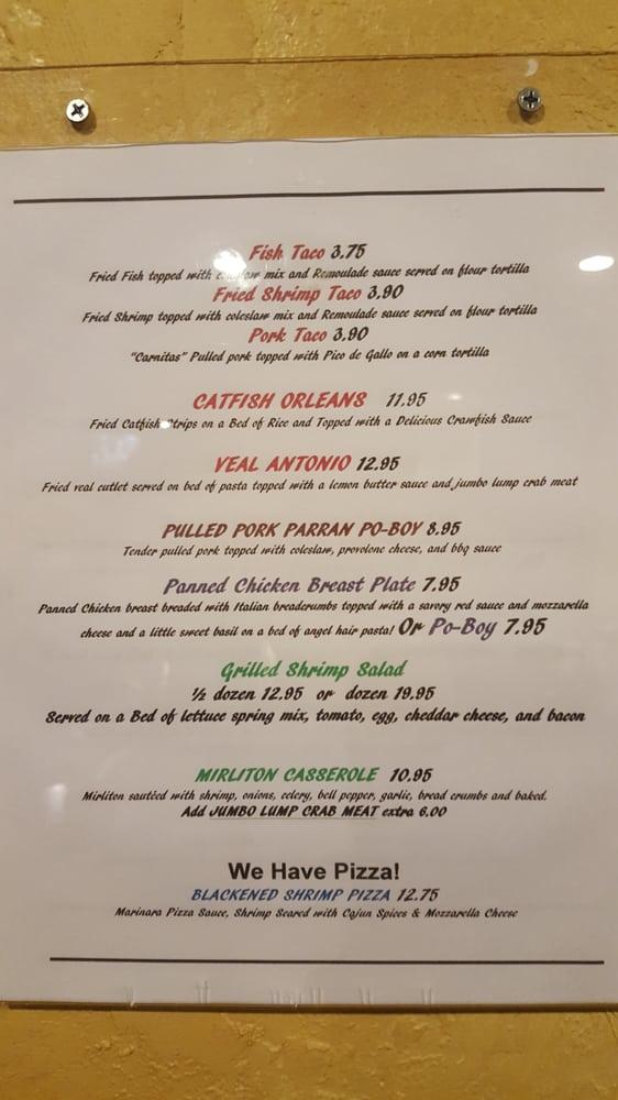 Menu at Parran's Po-Boys & Restaurant, Metairie, Veterans Blvd