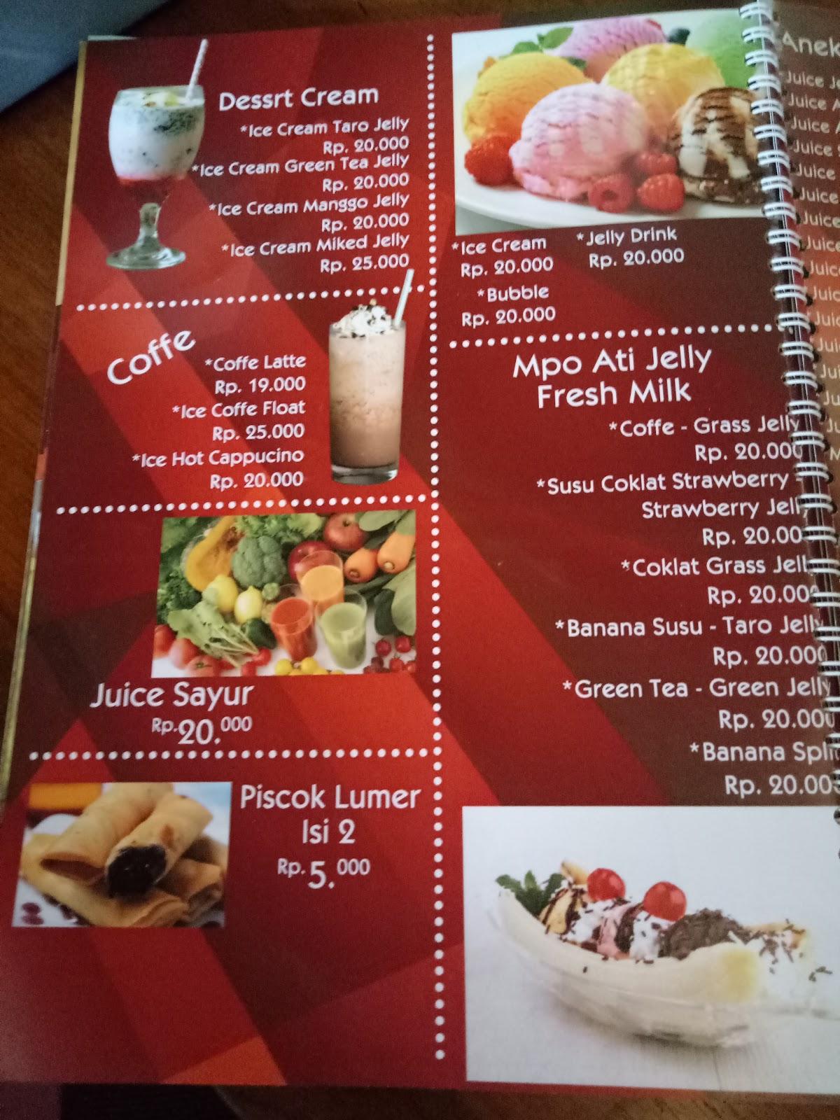 Menu at Warung Betawi Mpo Ati restaurant, South Jakarta